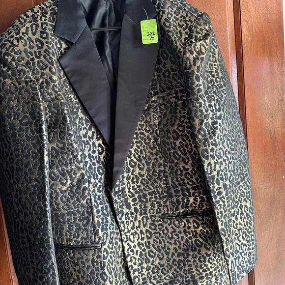 Suits & Blazers | Mens Leopard Print Blazer With Black Lapel 2xl | Poshmark